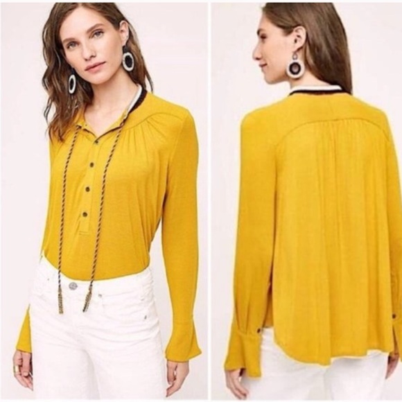 Anthropologie | Tops | Akemi Kin Goldie Tie Tassel Blouse | Poshmark